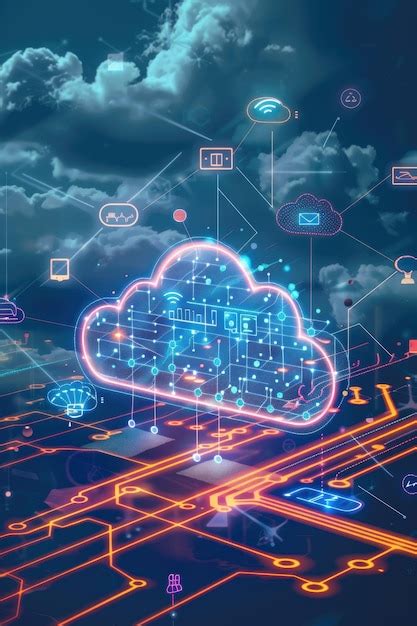 Cloud Computing Networked Devices Premium Ai Generated Image
