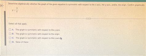 solved determine algebraically whether the graph of the