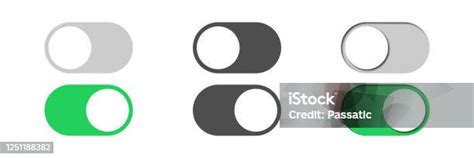 토글 벡터 스위치 슬라이더 버튼 꺼져 휴대 전화 Ui 인터페이스는 전원을 켭니다 제어 웹 막대 흰색 배경에 격리된 활성 녹색 비활성 회색입니다 종료 표시기입니다 탐색 패널