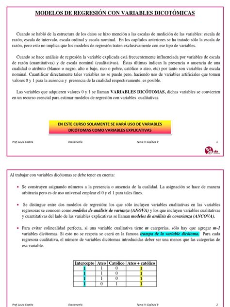 Capítulo 9 Variables Dicotomicas Pdf Econometría Análisis De