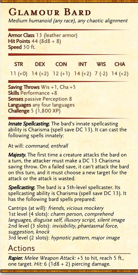 Dnd Stat Block Template