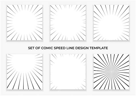 Set Of Monochrome Comic Speed Line Design Template Premium Vector