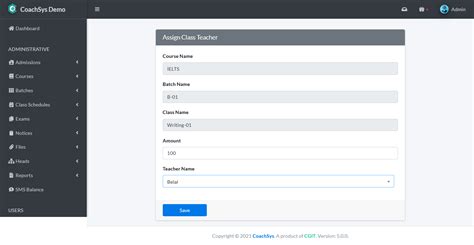 Assign Teacher To Class Coachsys Forever Free Phygital B2b Edtech