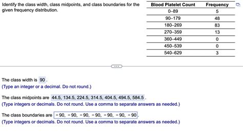 Solved Identify The Class Width Class Midpoints And Class