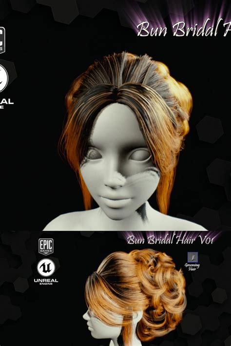 Artstation Bun Bridal Hair Groom For Unreal Engine Game Assets