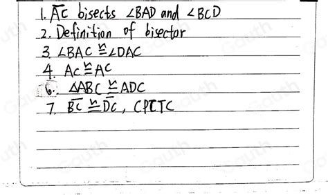 Solved Given Overline AC Bisects BAD And BCD Prove Overline BC Overline DC Math