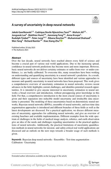 PDF A Survey Of Uncertainty In Deep Neural Networks