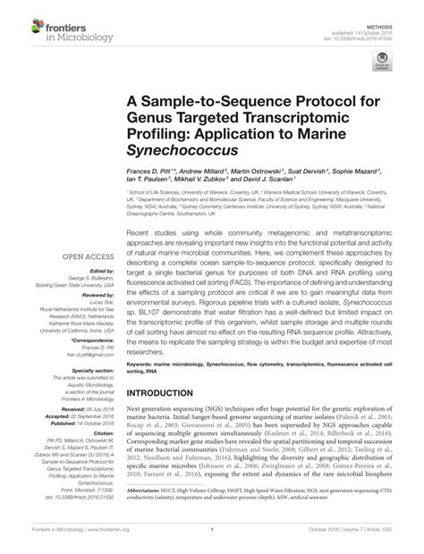 Pdf A Sample To Sequence Protocol For Genus Targeted Transcriptomic