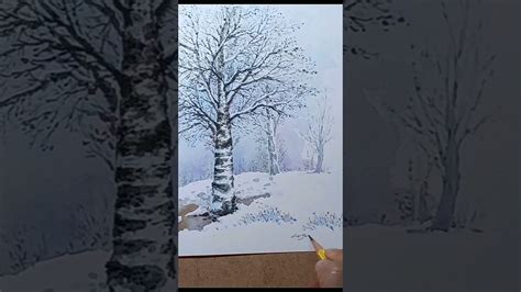 끝나가는 겨울 자작나무 그림그리기 Watercolor 그림과정 풍경수채화 나무그리기 수채화 자작나무그림나무그림이수진수채화이수진작가