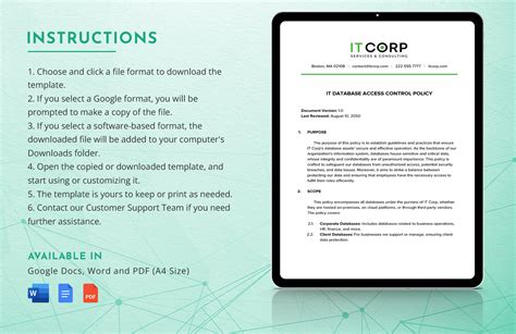IT Database Access Control Policy Template In Word PDF Google Docs Download Template Net