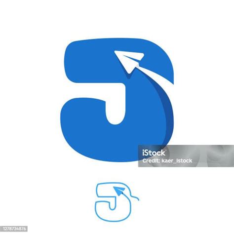 라인과 네거티브 스페이스 페이퍼 평면 아이콘으로 구성된 J 레터 로고 세트 로고에 대한 스톡 벡터 아트 및 기타 이미지 로고