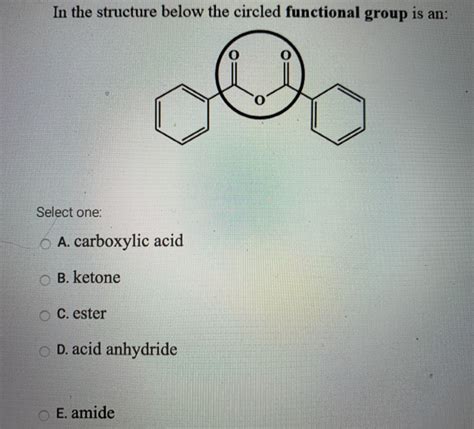 Solved In The Structure Below The Circled Functional Group Chegg