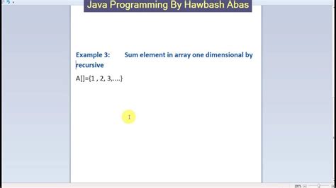 Summation Array 1d By Recursion In Java Kurdish Datastructure In Java