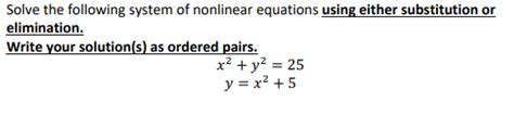 solved solve the following system of nonlinear equations
