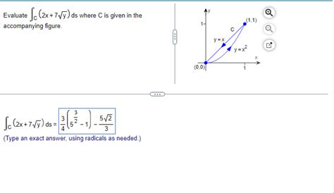 solved evaluate ∫c 2x 7y ds where c is given in the