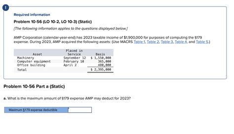 Solved Required Information Problem 10 56 Lo 10 2 Lo 10 3