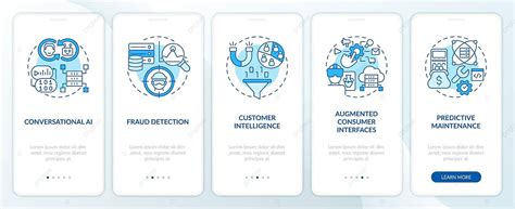 Blue Onboarding Mobile App Screen For Ai And Data Science In Business Vector Interface Line
