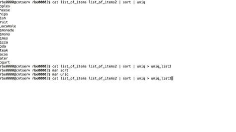 Linux Processing Data With Cat Sort Uniq Wc Diff Grep Youtube