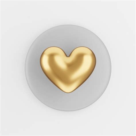 Premium Photo Golden Realistic Heart Icon 3d Rendering Gray Round