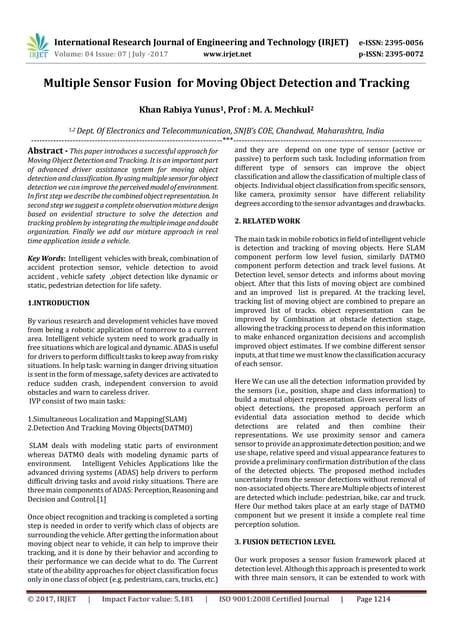 multiple sensor fusion for moving object detection and tracking pdf