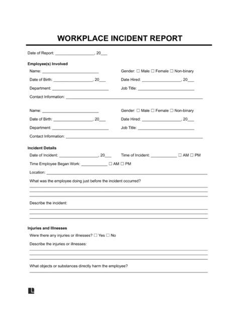 Free Incident Report Templates Pdf And Word