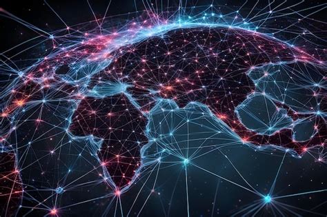 Global Network Connectivity Depicted As A Stylized Data Map Technology Data Background Premium