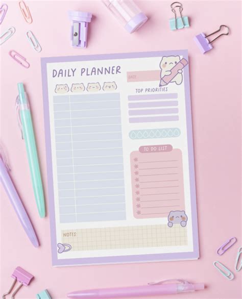 Daily Planner A5 Note Pad 50 Pages Nomnom Kawaii