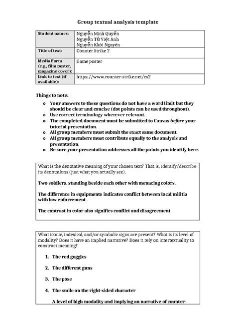 Group Textual Analysis Template 2024 Group Textual Analysis Template
