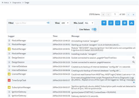 Diagnostics Logs Ignition User Manual