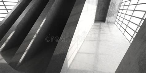 Modern Architectural Design Featuring Geometric Concrete Structures Stock Illustration