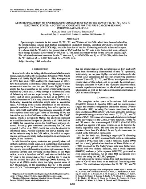 Pdf Ab Initio Prediction Of Spectroscopic Constants Of Can In The