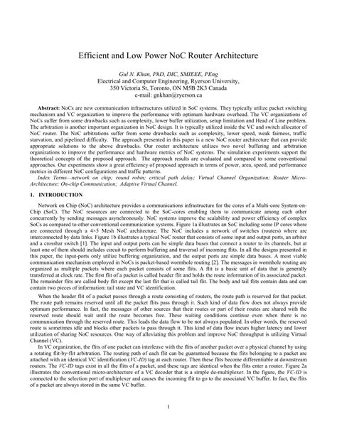 Pdf Efficient And Low Power Noc Router Architecture