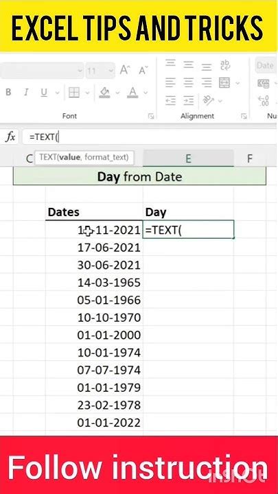 Date To Days In Excel Short Shorts Shortsfeed Exceltips Excel