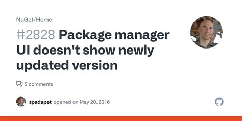 Package Manager Ui Doesnt Show Newly Updated Version · Issue 2828