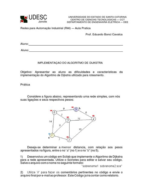 Implementação Do Algoritmo De Dijkstra Em Scilab Pdf Áreas De Ciência Da Computação