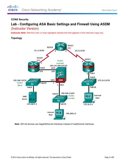 9412 Lab Configuring Asa Basic Settings And Firewall Using Asdm Instructor Pdf Ip