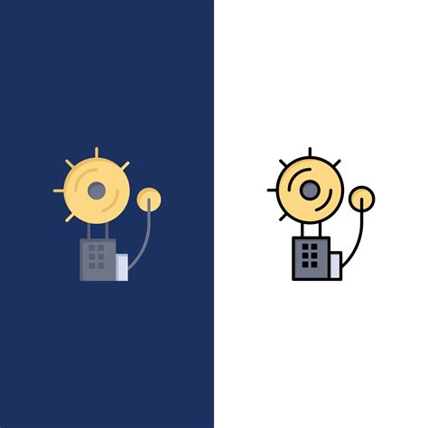 Alarm Alert Bell Fire Intruder Icons Flat And Line Filled Icon Set Vector Blue Background