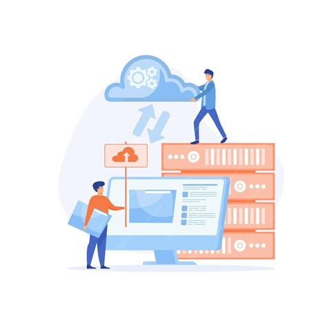 Premium Vector Cloud Computing Concept Data Center File Management Flat Vector Modern