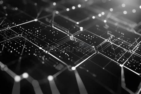 Abstract Digital Network Glowing Lines And Nodes Dark Background
