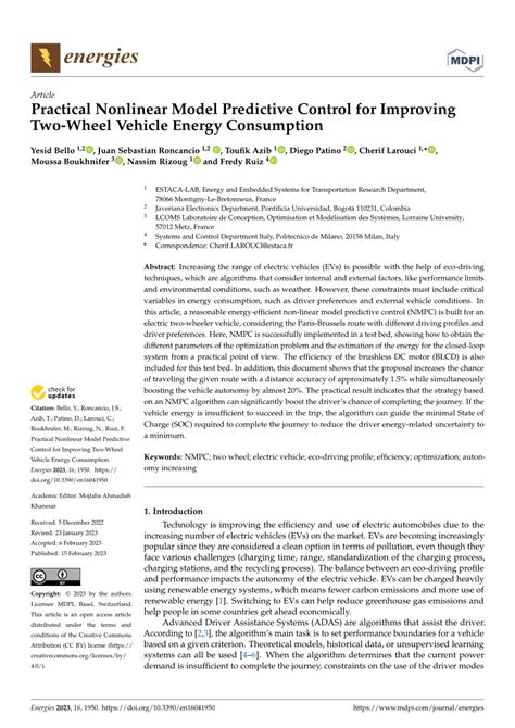 Pdf Practical Nonlinear Model Predictive Control For Improving Two
