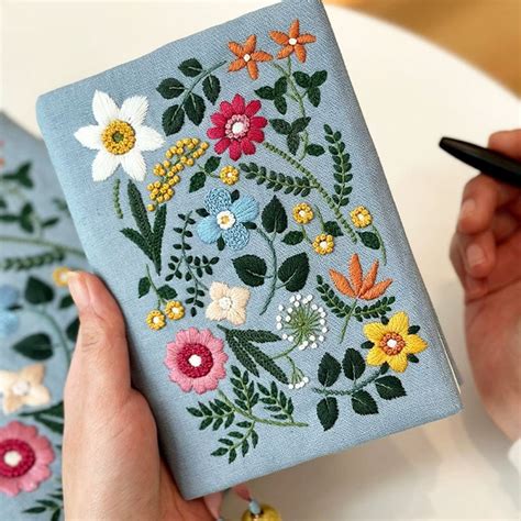 Embroidered Book Cover Embroidery Kit Diy Craft Kit With All