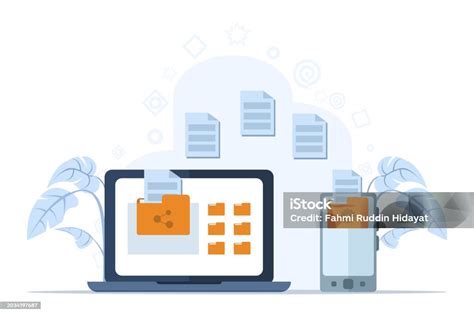 File Transfer Concept Cloud Technology Upload And Download Data Backup