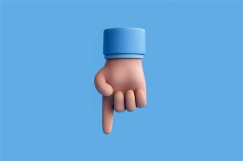 만화 캐릭터 손 포인팅 제스처의 3d 렌더링 프리미엄 사진