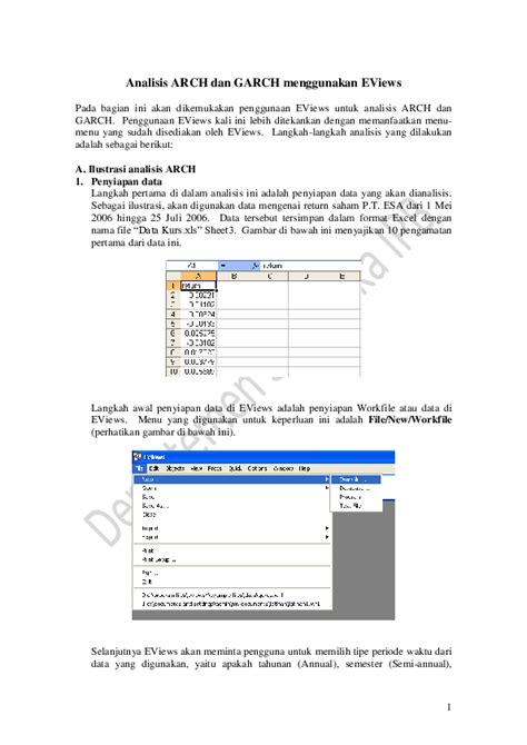 Pdf Analisis Arch Dan Garch Menggunakan Eviews