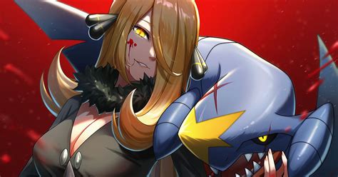 Cynthia And Her Team Pokemon Champion Cynthia Fan Art