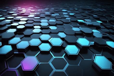 Premium Photo Technology Background With Hexagonal Netwark
