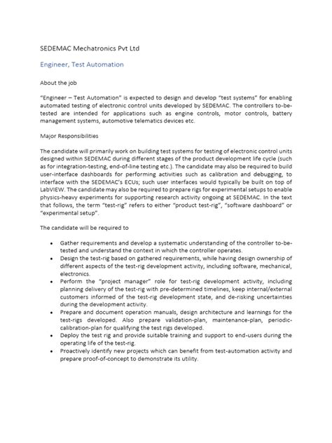 Sedemac Jd Engineer Test Automation Pdf