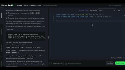 Hackerrank Python Solution 16 Regex And Parsing Validating Postal