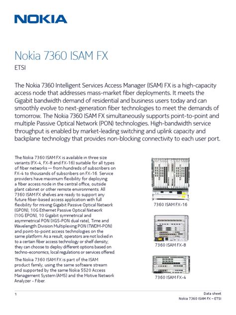 1 Data Sheet Nokia 7360 Isam Fx Etsi Pdf Computer Mediated
