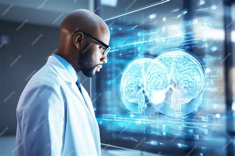 Premium Ai Image Black Man Neurologist Looks At Screen With Mri Scan